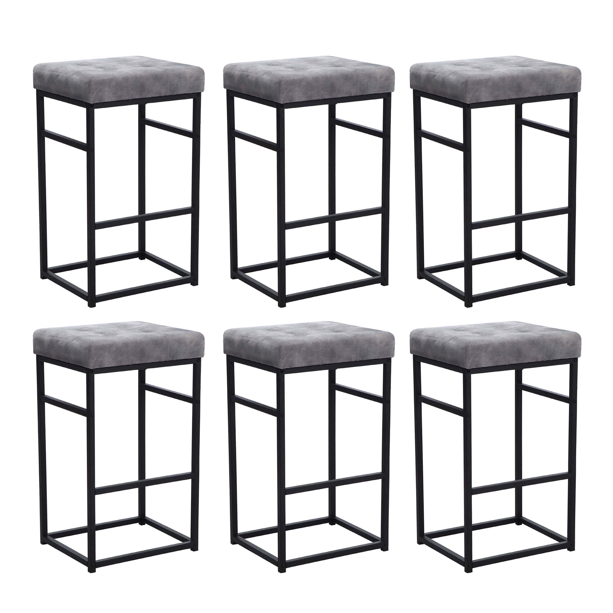 LEEJAY 30 Inch Gray Backless Counter Height Bar Stool,Set of 6 ...
