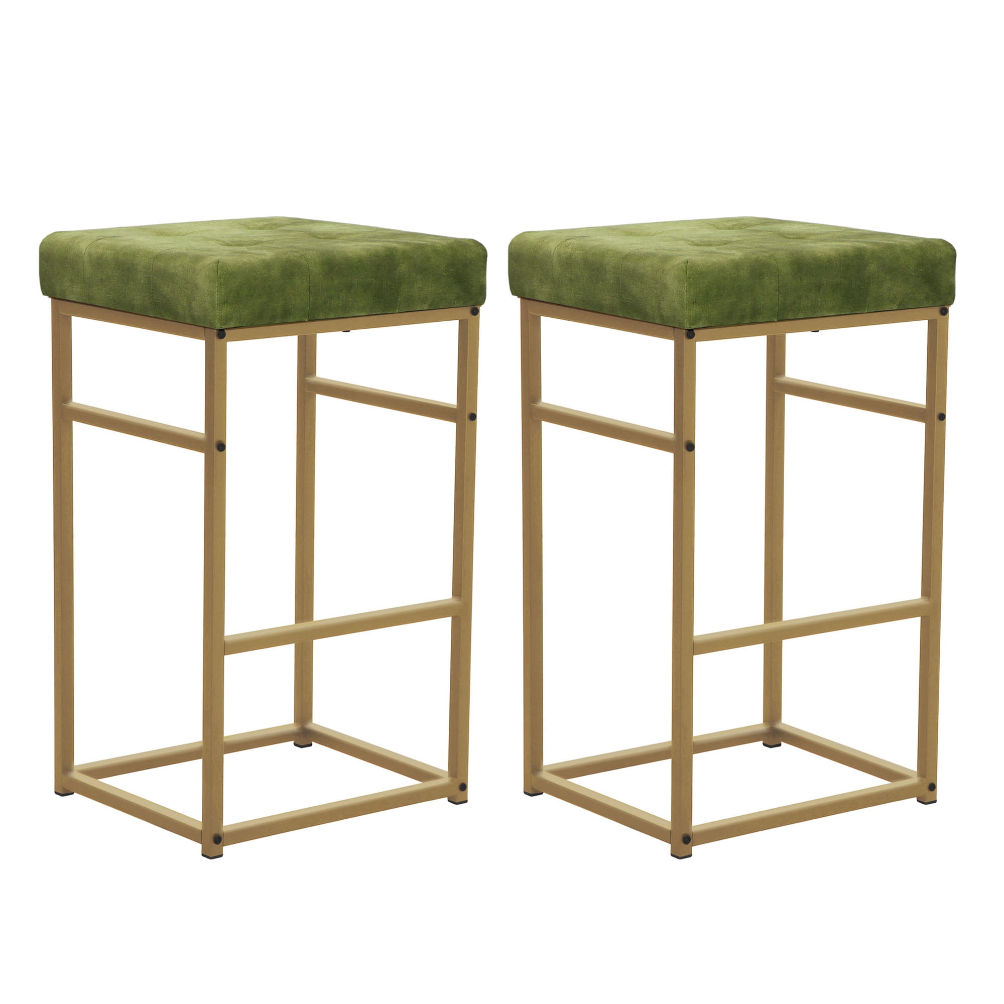 LEEJAY High Countertop Pair, 30 Inch Green Backless Counter Height Bar ...