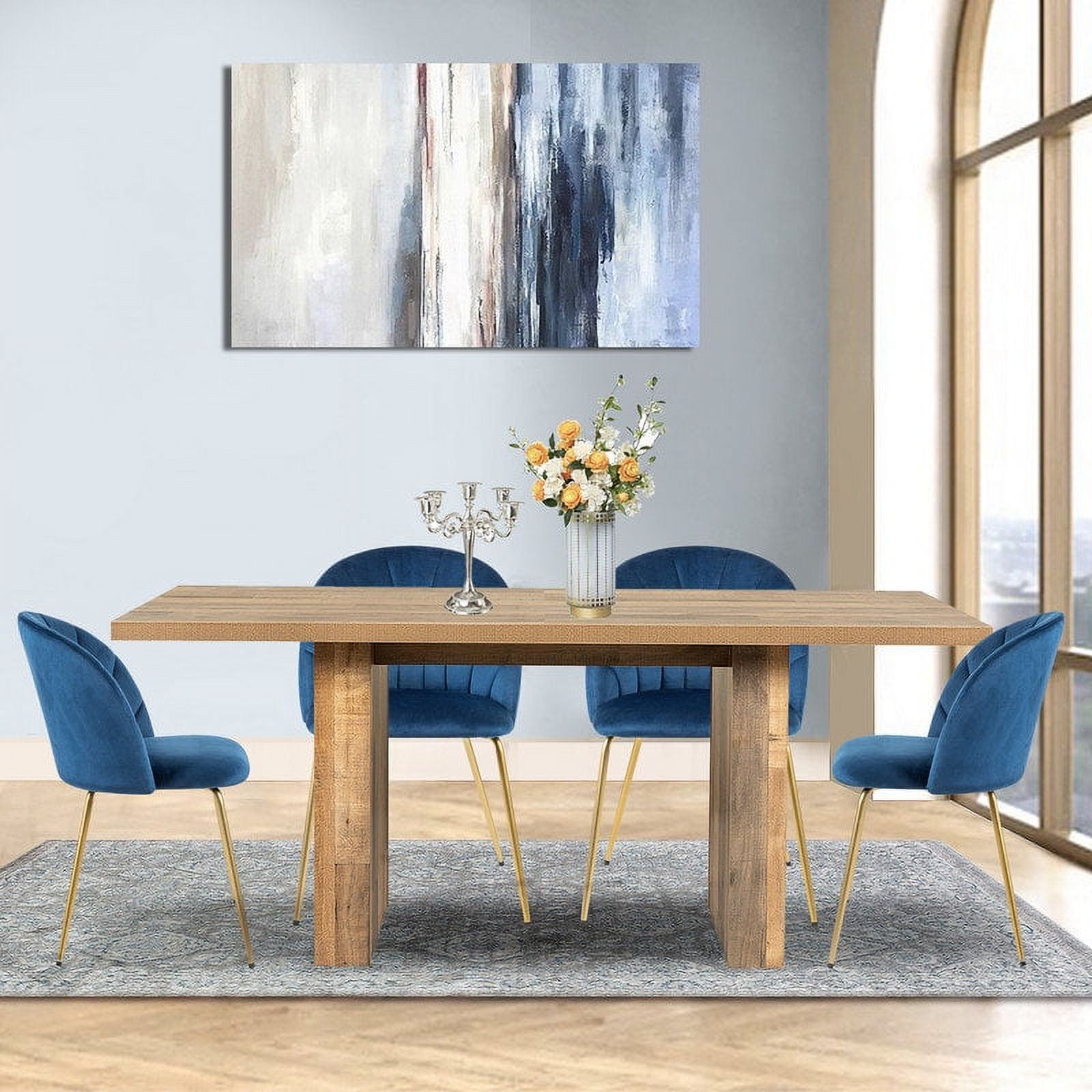 LEEJAY 5 Piece Dining Table Set-Modern Farmhouse Rectangular Kitchen ...