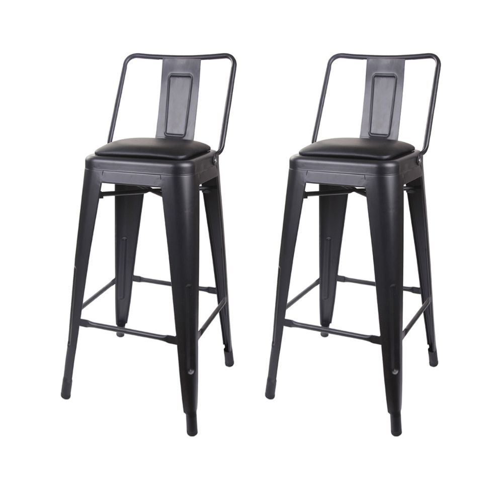 LEEJAY Indoor 30 Inch Highback Metal Bar Stools with Vegan Leather Seat ...