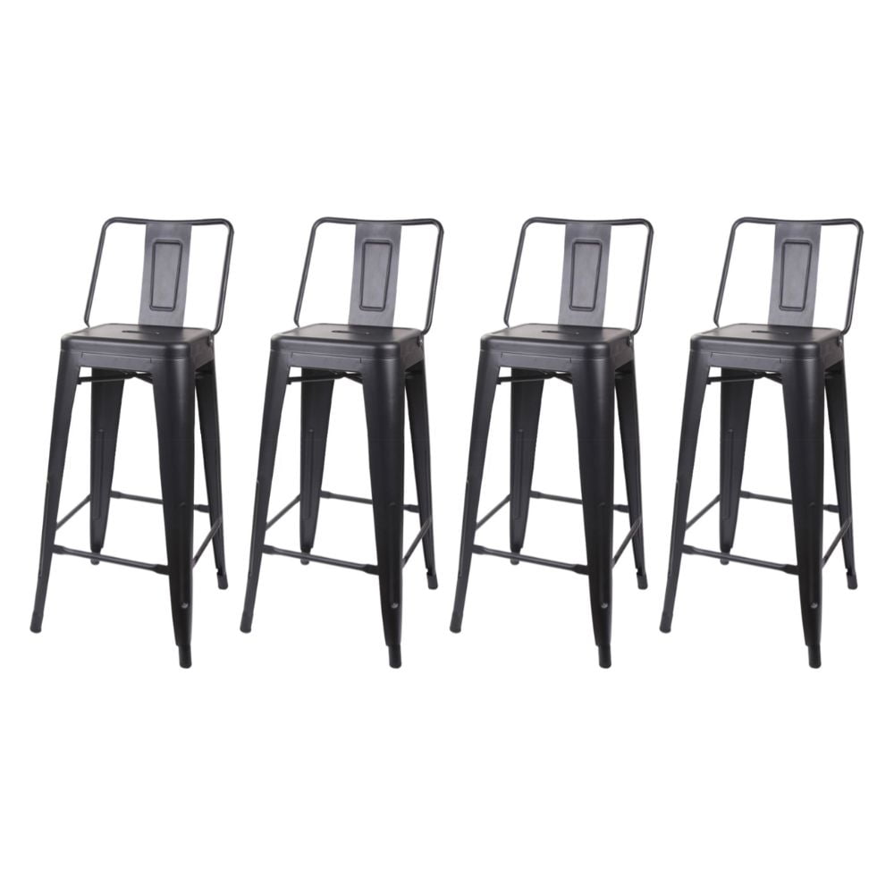 LEEJAY 30 Inch Highback Black Metal Bar Stools Set of 4 - Walmart.com