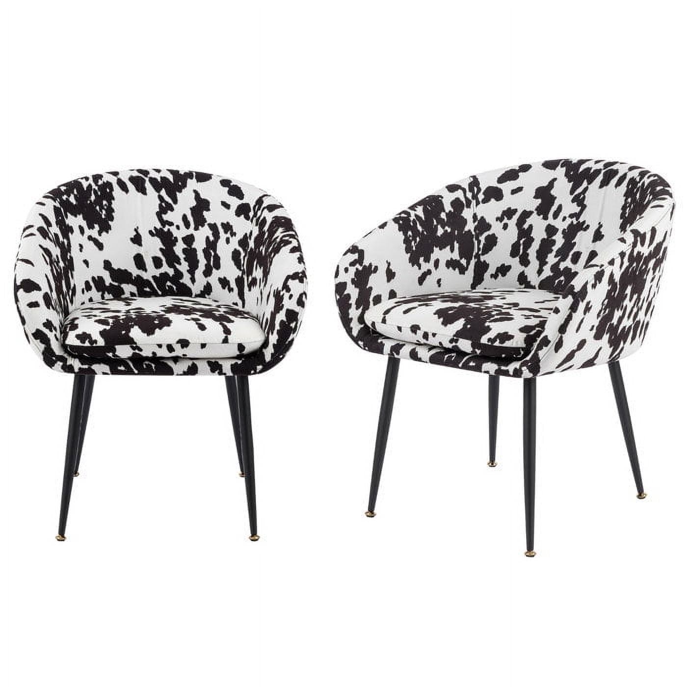 LEEJAY Modern Milk Cow Accent Chair,Upholstered Arm Chair with Metal ...