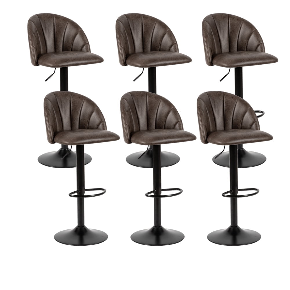 LEEJAY Swivel Counter Height Bar Stools Set of 6,Adjustable Kitchen ...