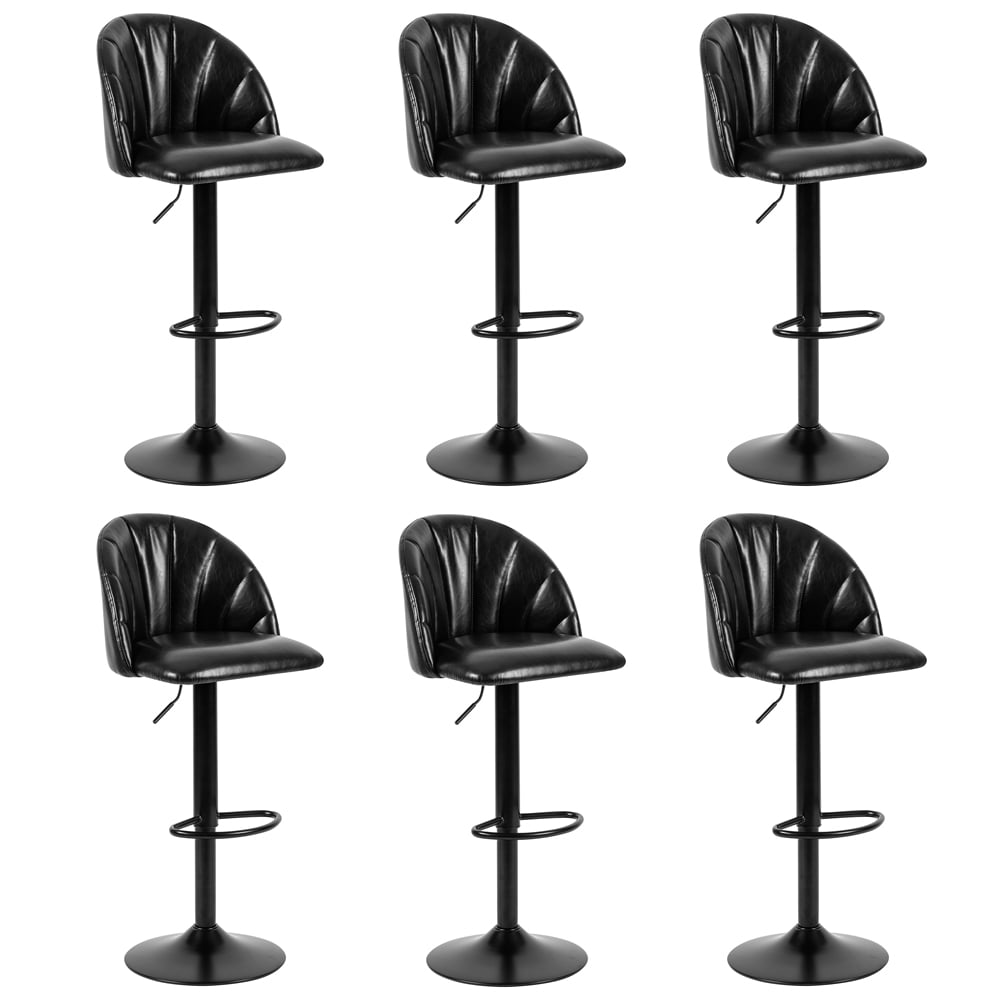 LEEJAY Swivel Counter Height Bar Stools Set of 6,Adjustable Kitchen ...