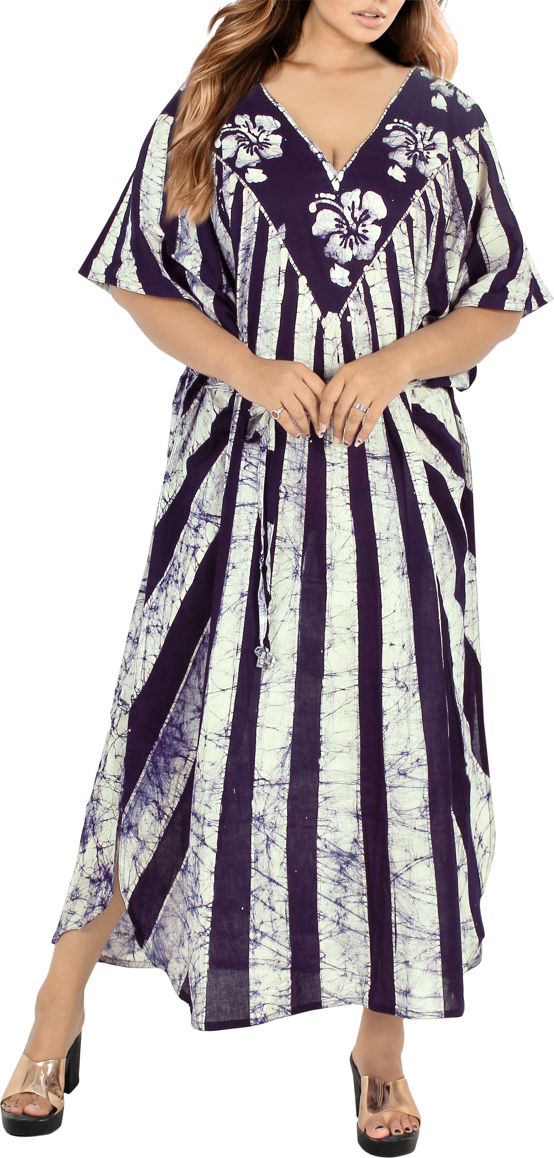 LEELA Women's Summer Elegant Maxi Kaftan Dress Caftan Loungewear ...