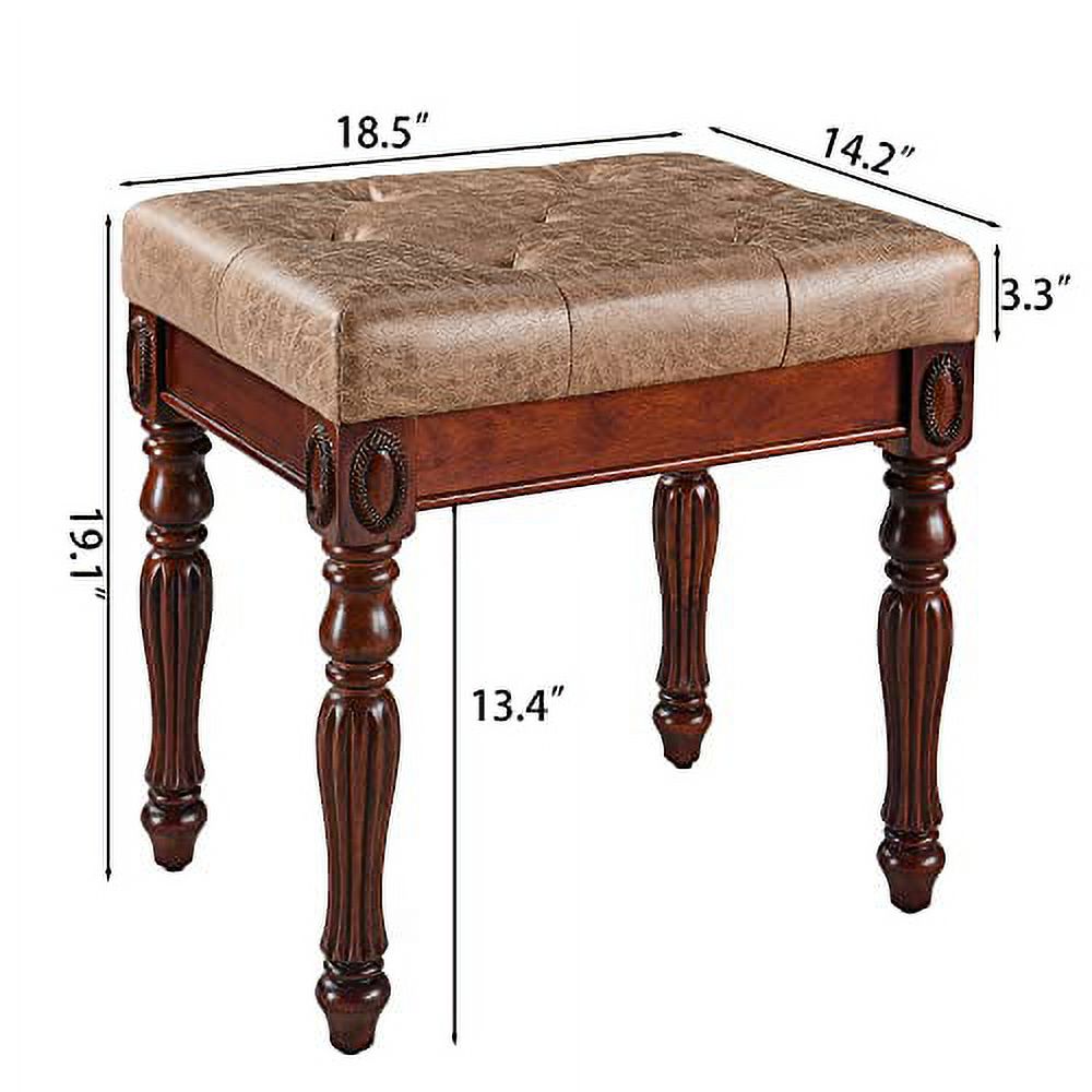 LEEMTORIG Faux Leather Vanity Seat Stool, Upholstered Entryway Piano ...