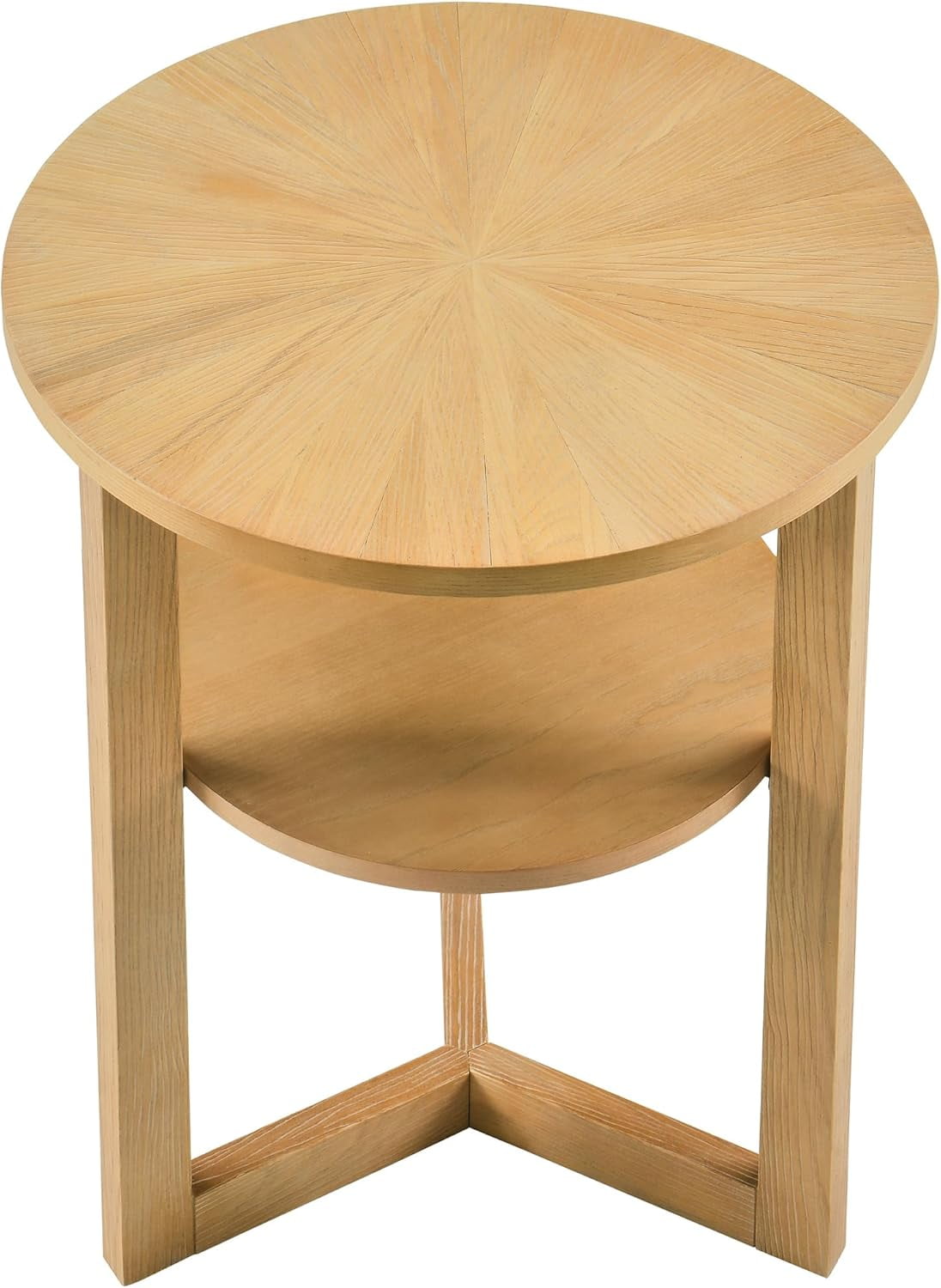 LEEMTORIG Round Side Table with 2-Tier Storage, High End Table Solid ...