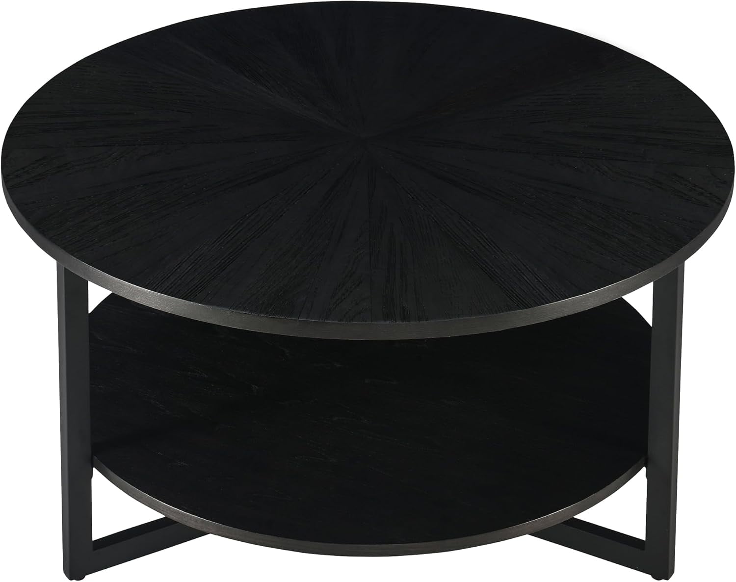 LEEMTORIG Round Wood Coffee Table with Storage, Farmhouse Coffee Table ...