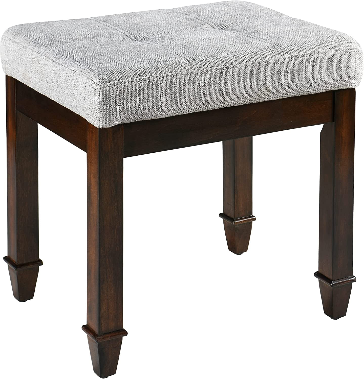 LEEMTORIG Vanity Seat Stool with Tufted Pad & Wood Legs, Upholstered ...
