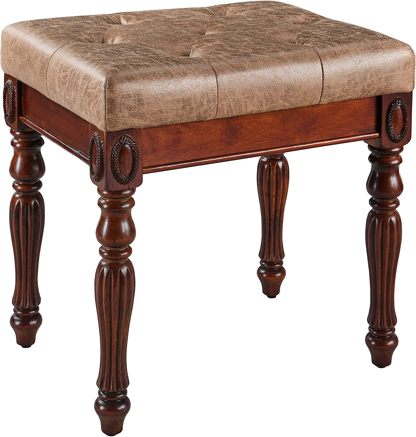 LEEMTORIG Vanity Stool Bench Ottoman Stool, Traditional Victorian Style ...
