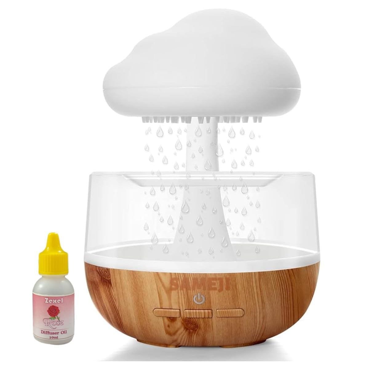 LEEVAS Plastic Snuggling Cloud Rain Drop Humidifier Diffusere 7 Light ...