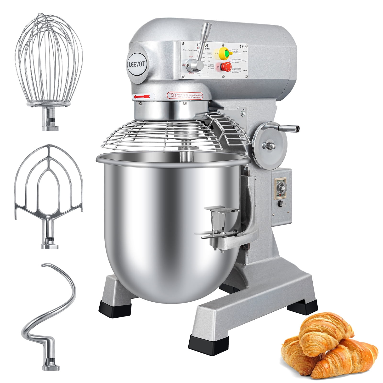 LEEVOT Professional Electric Kitchen Bread Mixer, 30QT Stainless Steel ...