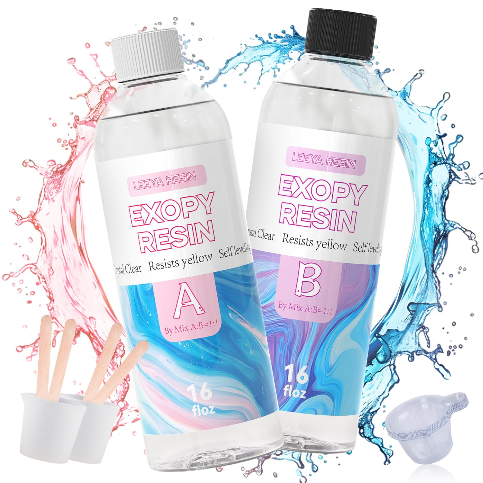 LEEYA RESIN Crystal Clear Epoxy Resin Kit 32OZ, No-Yellowing, Self ...
