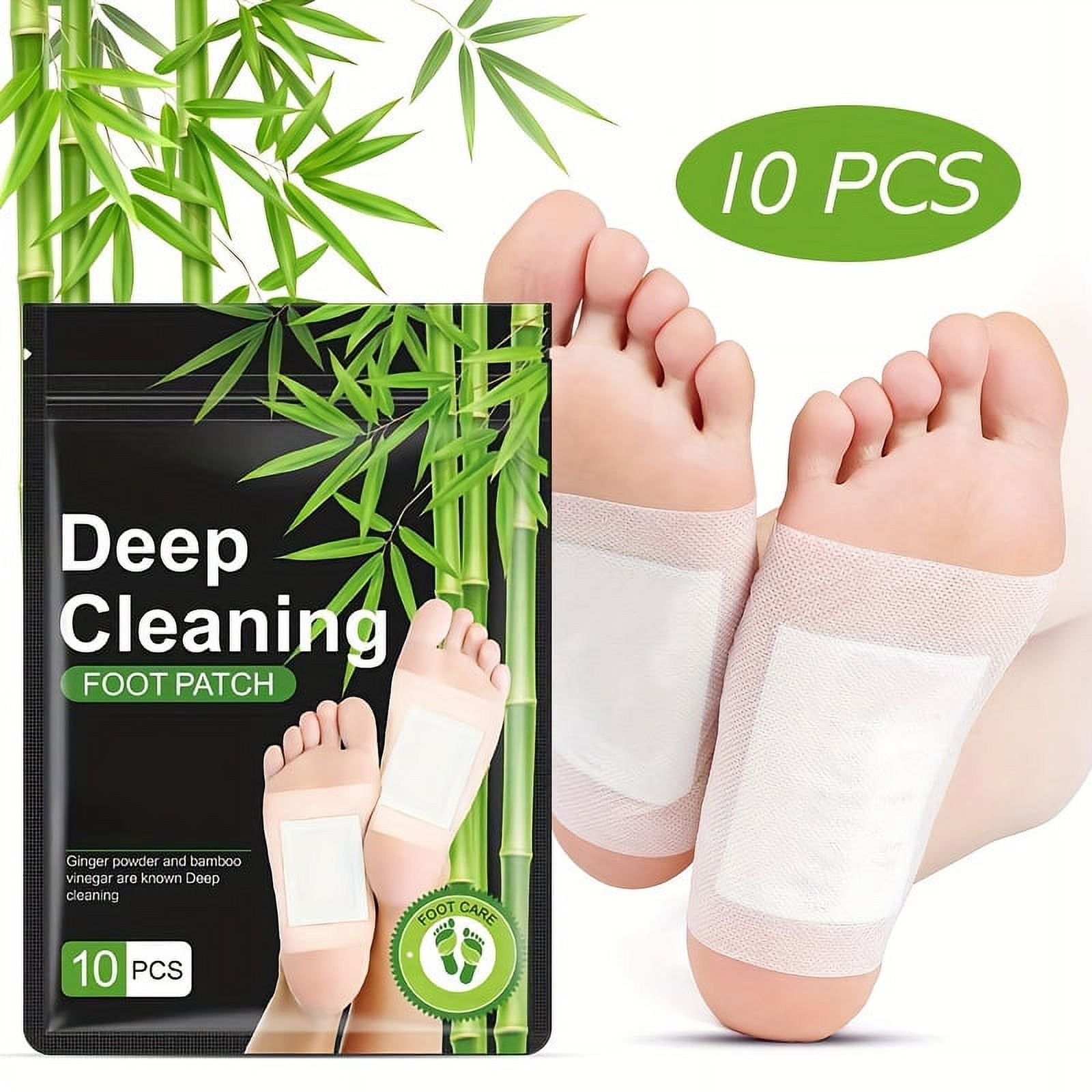 LEEYNEER 10-Pack Bamboo Vinegar and Ginger Foot Patches for Cleansing ...