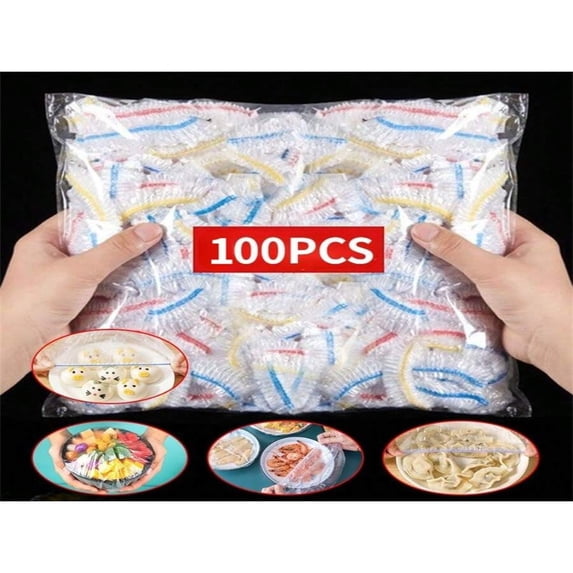 LEEYNEER 100pcs Colorful Saran Wrap Disposable Food Cover Fruit Fresh ...