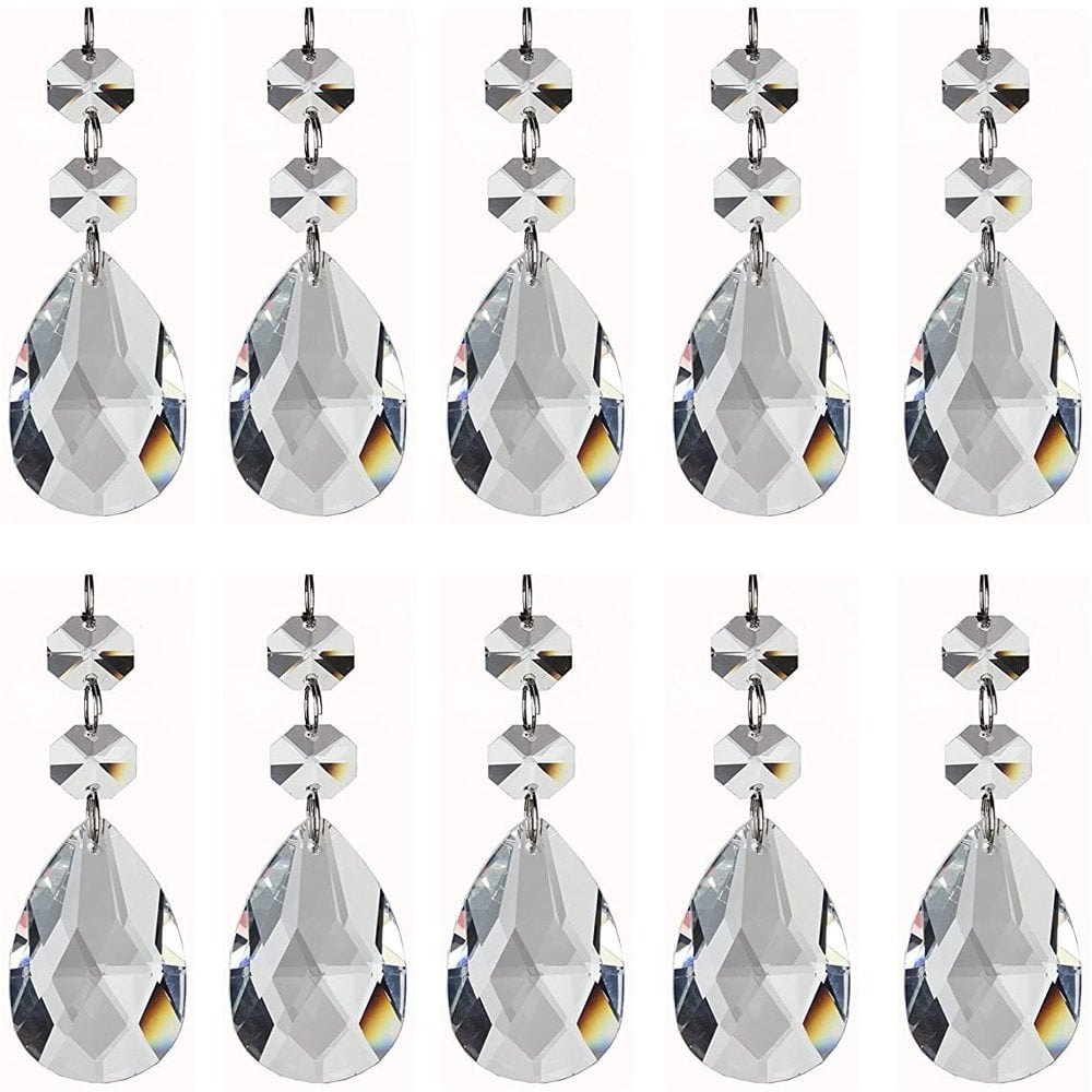 LEEYNEER 12Pcs Clear Teardrop Chandelier Crystals Chandelier Prisms ...