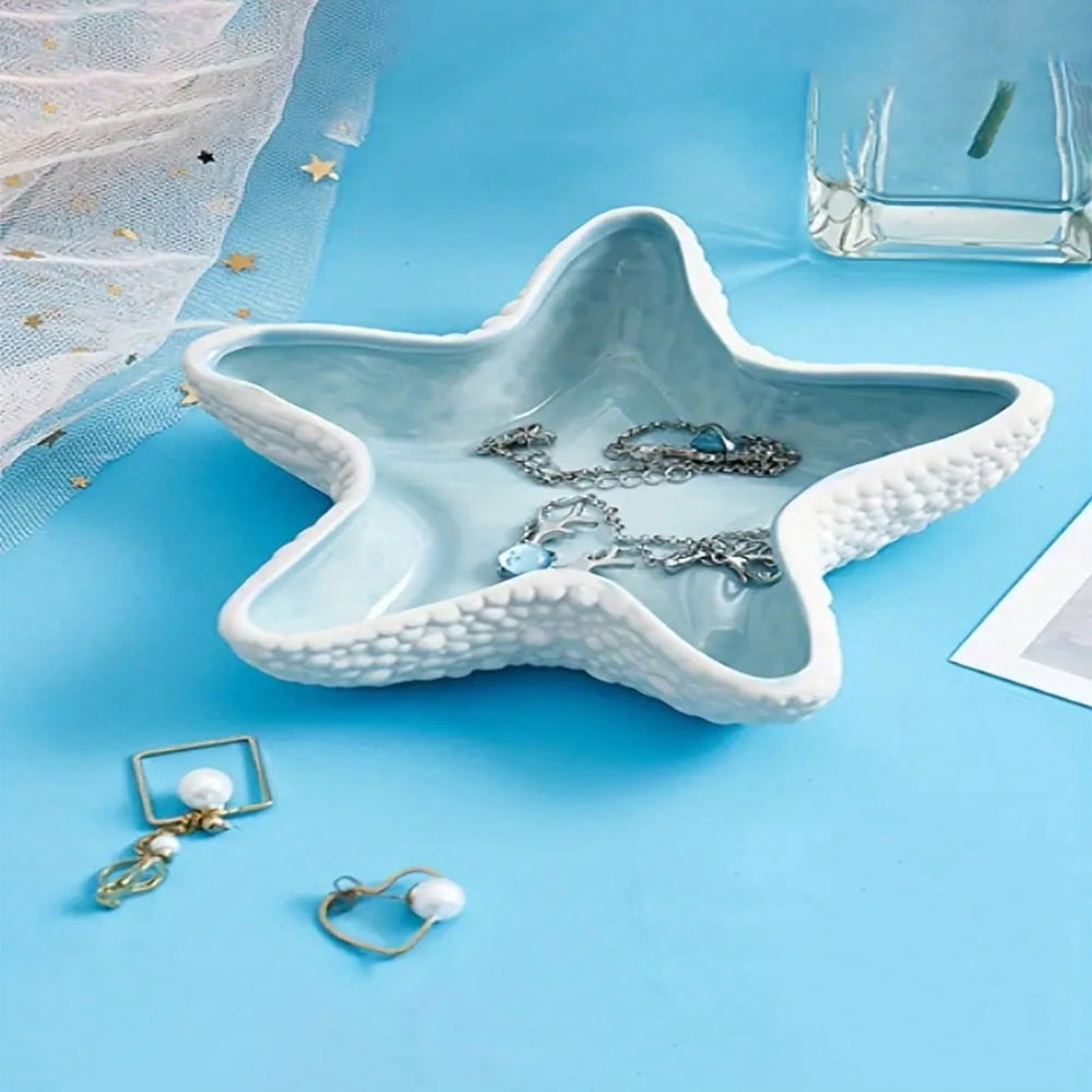 LEEYNEER 1pc Ceramic Jewelry Storage Dish Starfish Sea Shell Shaped ...