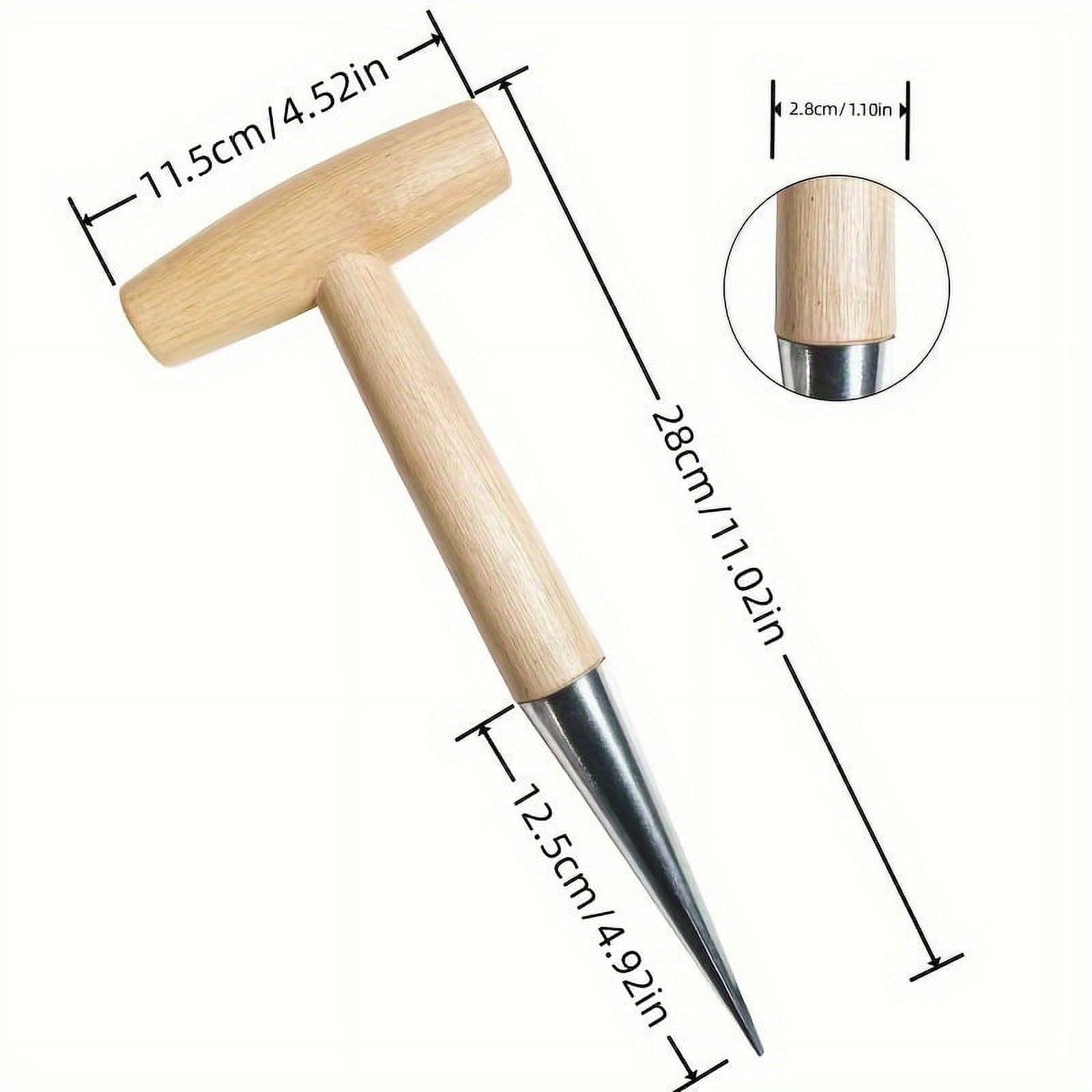 LEEYNEER 1pc Heavy-Duty Garden Dibber Wooden Handle Farm Hole Puncher ...