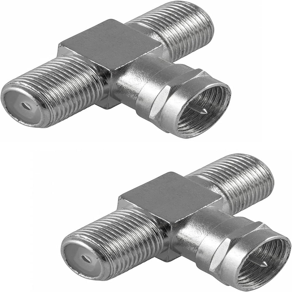 LEEYNEER - 2X Coaxial T-Splits For Sat Tv(2X Female F Plug To 1X Male F ...