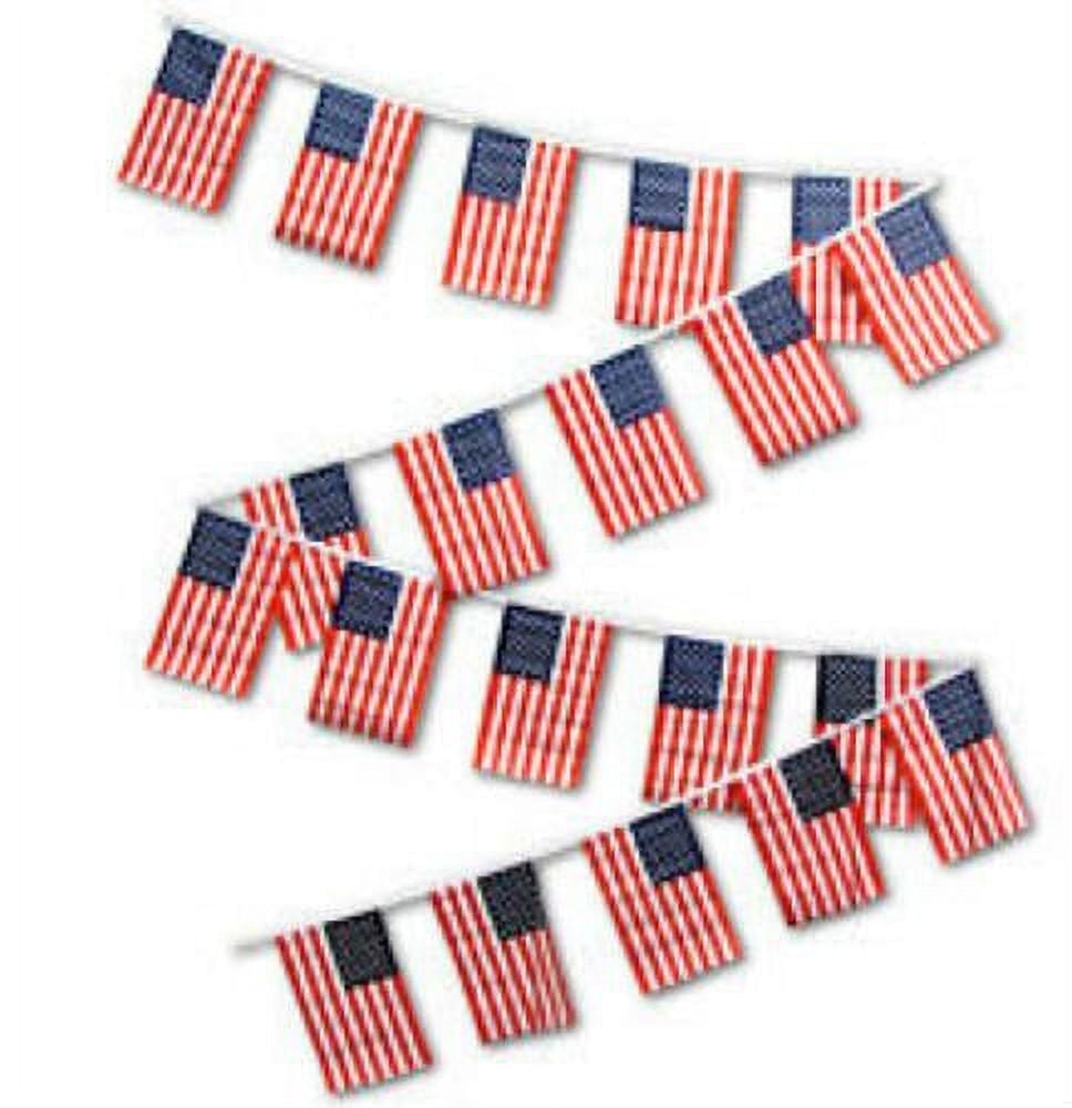 LEEYNEER 30ft String Flag Set USA American United States 12x18 Bunting ...