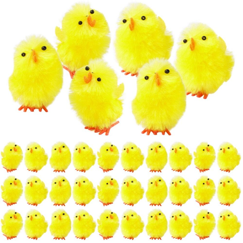 LEEYNEER 36 Pcs Mini Easter Chicks Cute Fuzzy Chicks Soft Fluffy Chicks ...