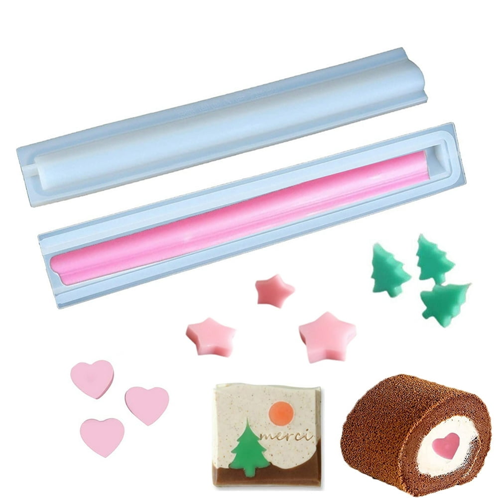 LEEYNEER 3D Love Heart Long Tube Silicone Mold Pine Tree Column ...