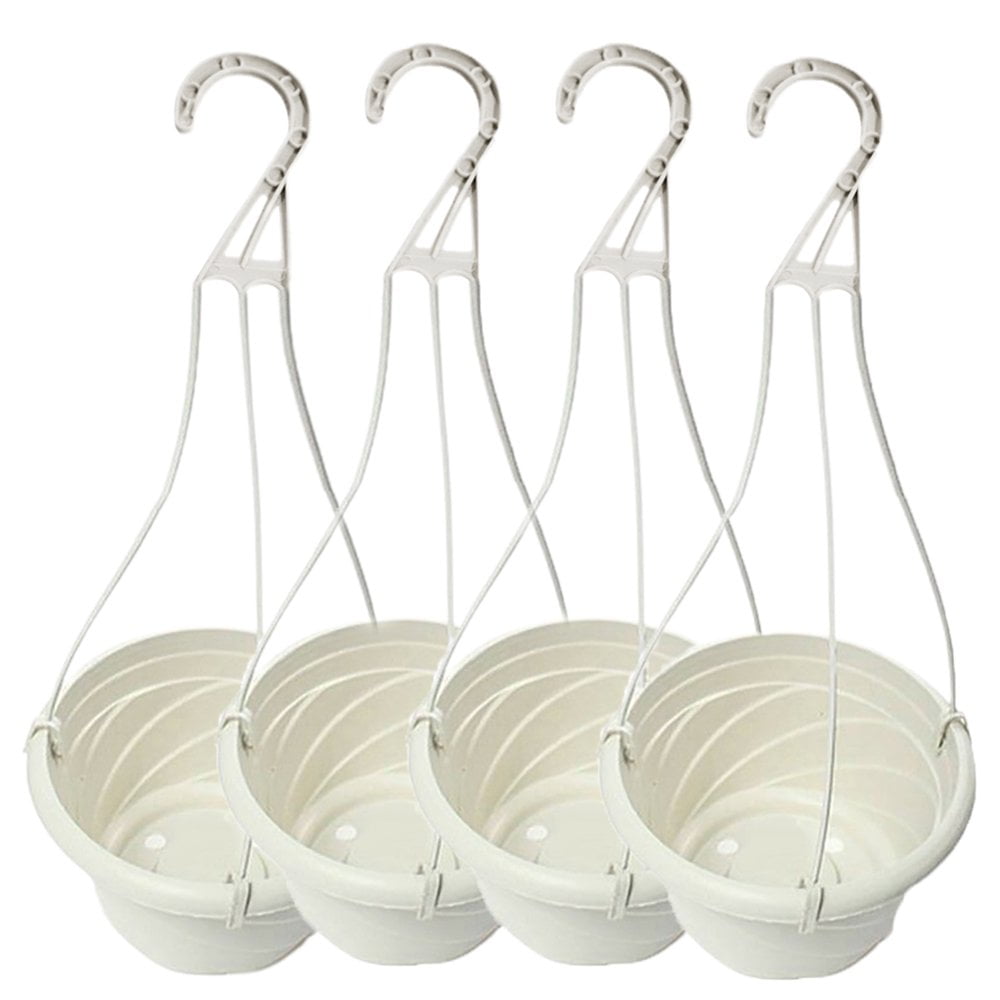 LEEYNEER 4 Pieces Plastic Hanging Flower Plant Pots Chain Basket ...