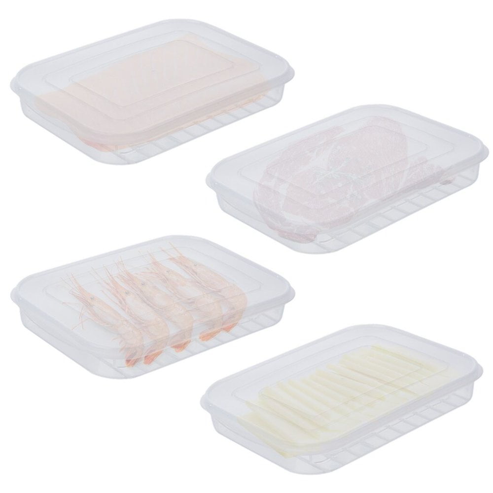 LEEYNEER 4Pcs Bacon Keepers Plastic Meat Holders with Lid Stackable ...