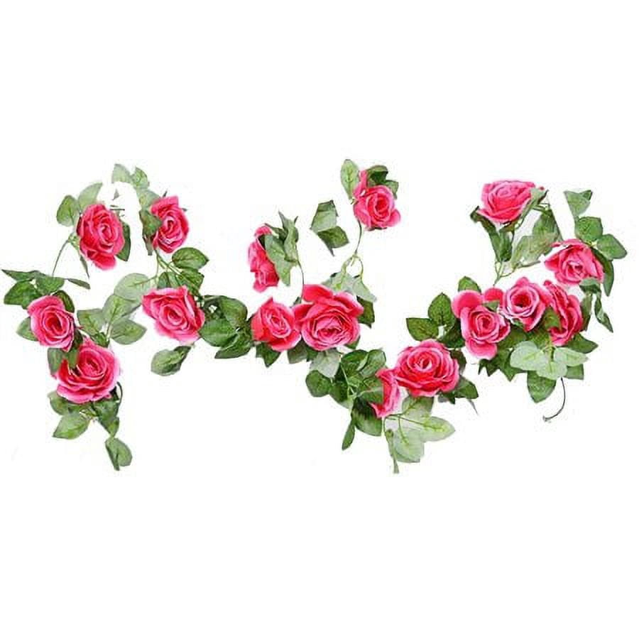 LEEYNEER 7.5ft Flower Vines 16 Heads Artificial Vines Plants Romantic ...