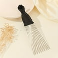 LEEYNEER Black Fist Metal Afro Pick Lift Hair Comb Long Steel Needle ...