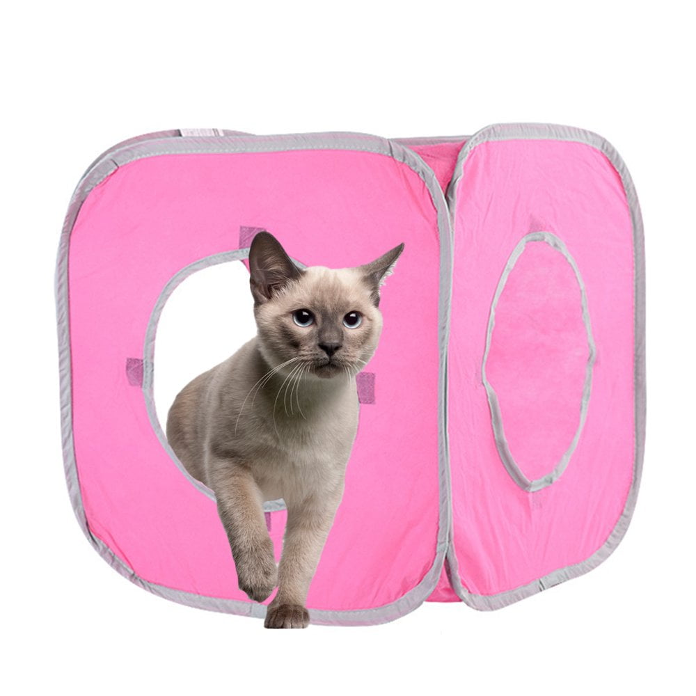 LEEYNEER Cat Cube Funny Collapsible Pop-up Cat Tunnel Toy Cat Tent Cat ...