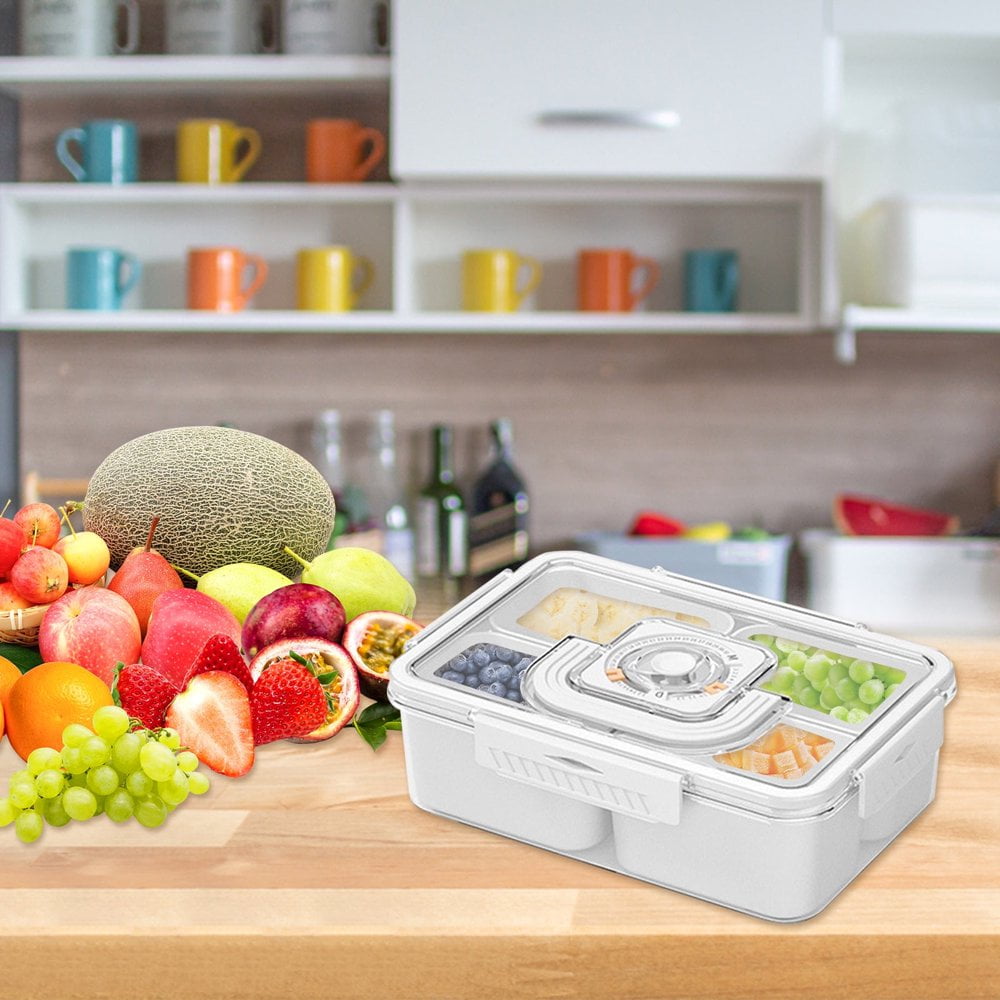 LEEYNEER Divided Snackle Box Container with Lid and Handle 4 ...