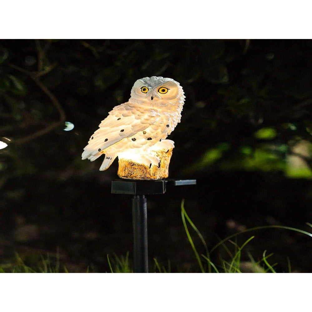 LEEYNEER Garden Solar Light Outdoor Decor Resin Owl Solar LED Light ...