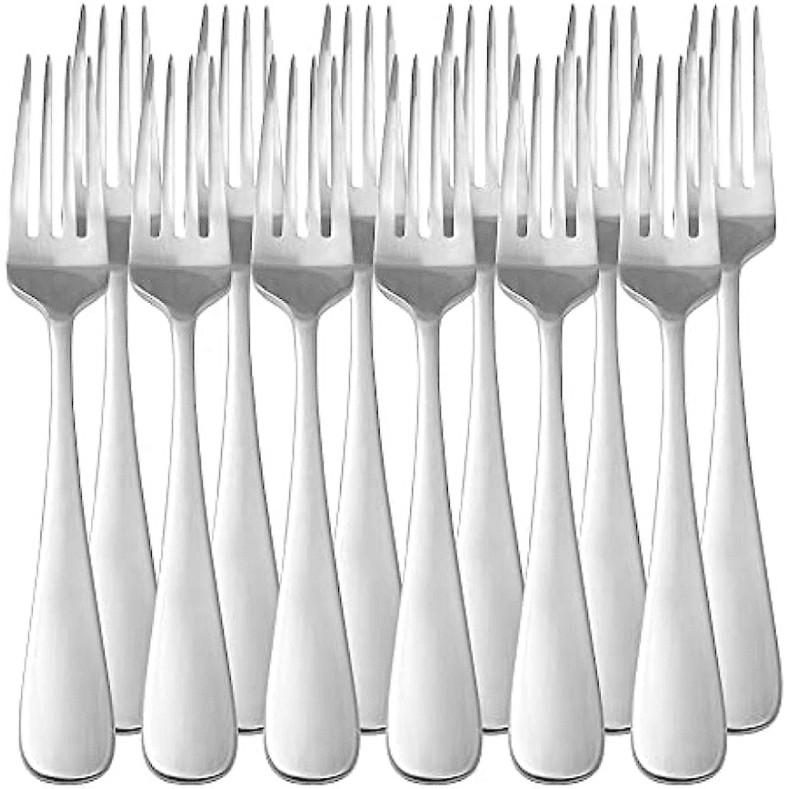 LEEYNEER Heavy Duty Stainless Steel Dinner Forks With Round Edge Pack ...