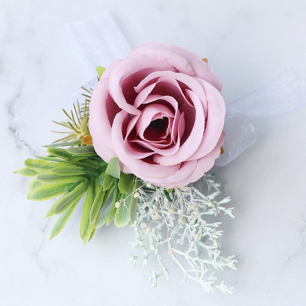 LEEYNEER Latious Wedding Bride Wrist Corsage Red Artificial Wrist ...