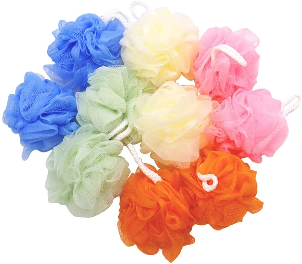 LEEYNEER Mesh Loofah Sponges 10-Pack Small Loofahs for Kids Colorful ...