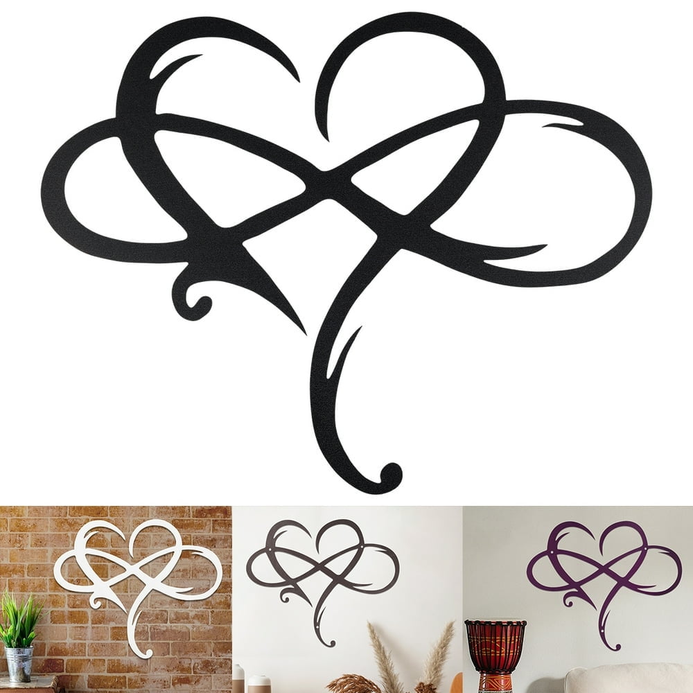 LEEYNEER Metal Wall Decor Infinity Heart Hang Art Sculpture Metal ...