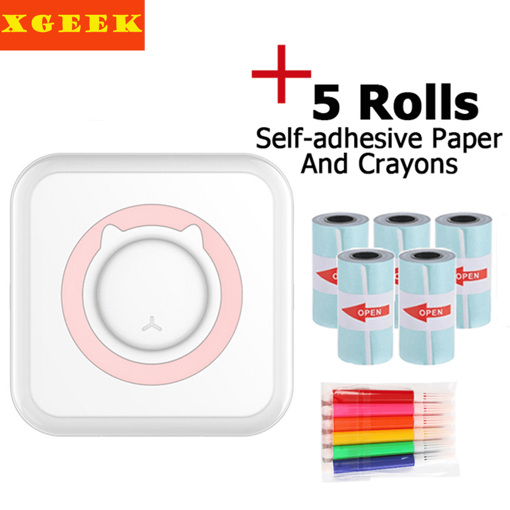 LEEYNEER Mini Pocket Sticker Printer Bluetooth Wireless Portable Mobile ...