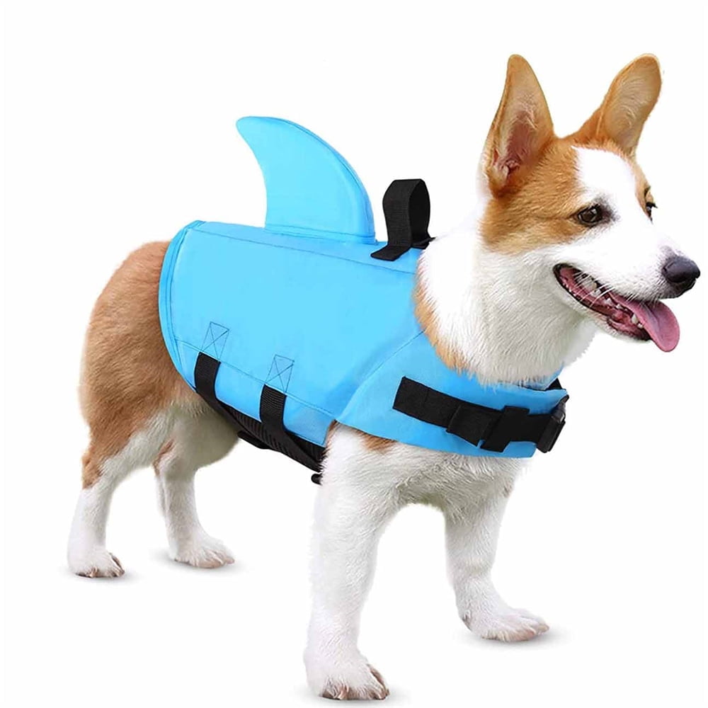 LEEYNEER Pet Life Jacket Dog Swimsuit with Shark Fin Swimming Float ...