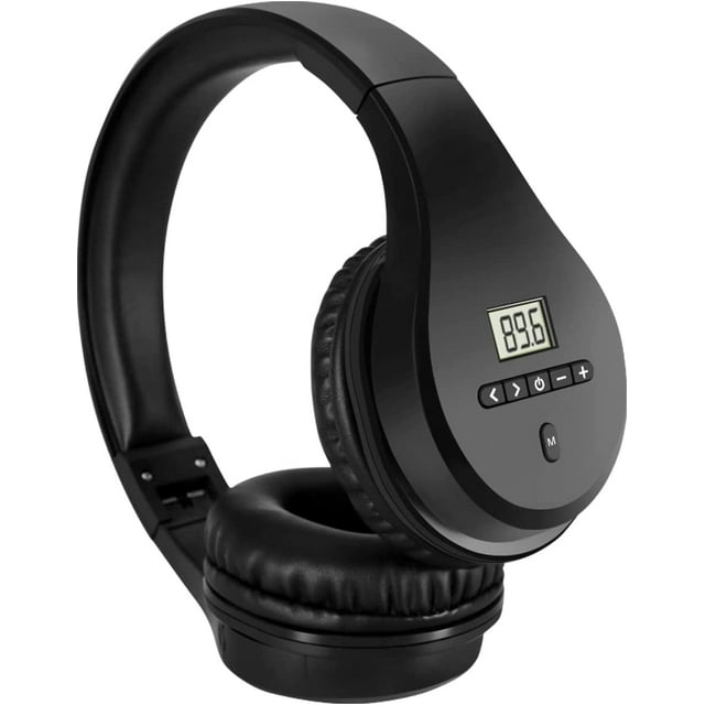LEEYNEER Portable Rechargeable FM Radio Headphones Bluetooth Earmuffs ...