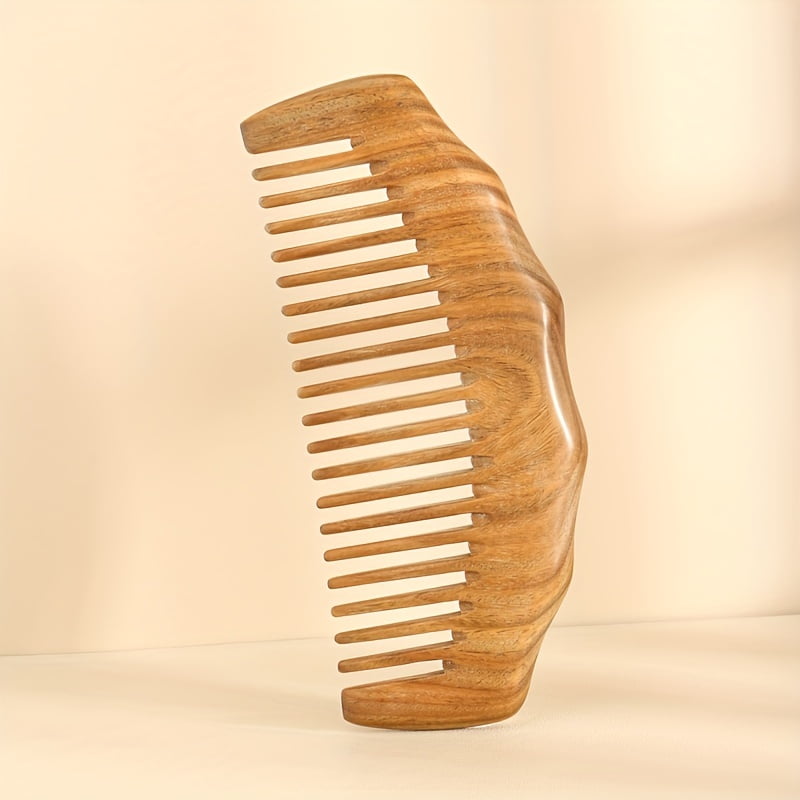 LEEYNEER Sandalwood Hair Comb Set for Normal Hair - Wooden Bristle Finishing Combs with Wide ...