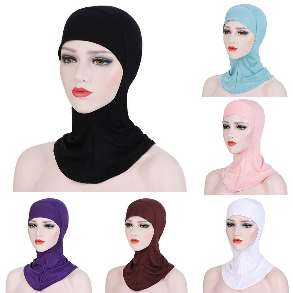 LEEYNEER Soft Muslim Underscarf Neck Head Bonnet Hat Islamic Full Cover ...