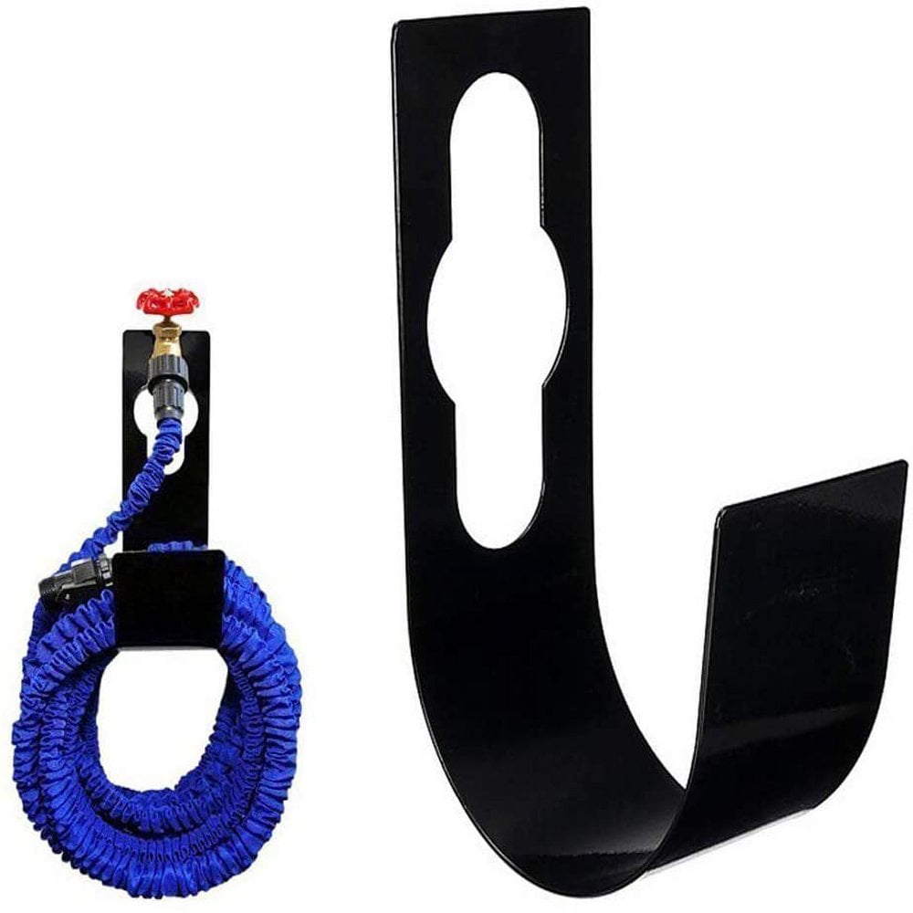 LEEYNEER Steel Garden Hose Hanger Black Hose Hanger Hook Storage ...