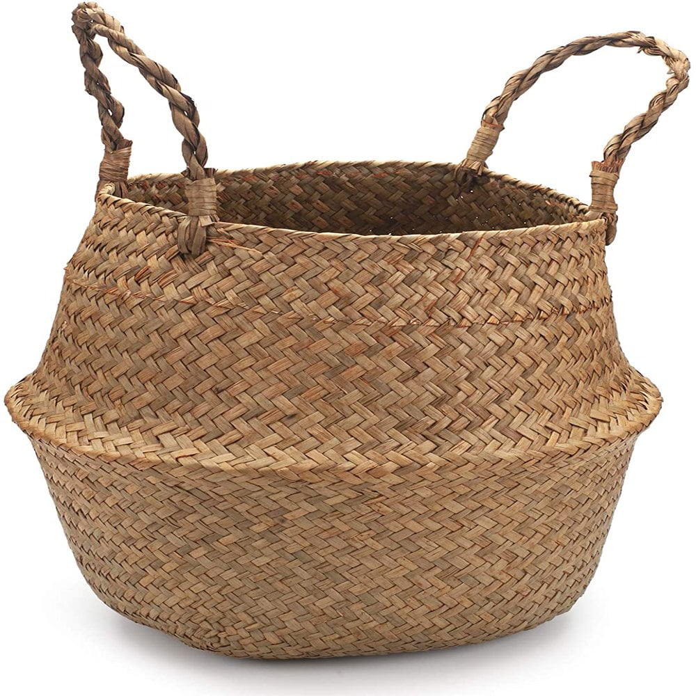 LEEYNEER Storage Belly Baskets - Decorative Multipurpose Woven Plants ...