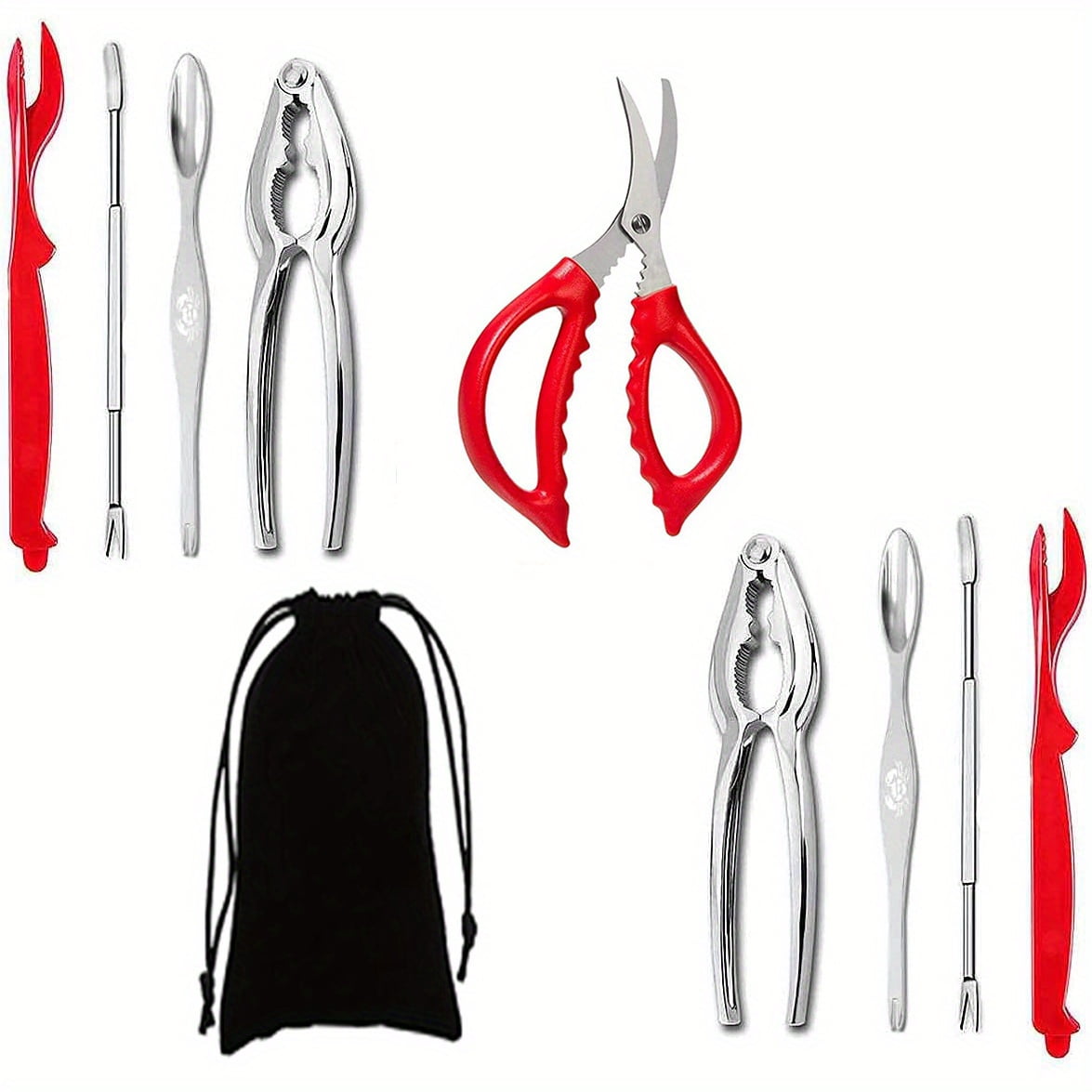 LEEYNEER Tooluck 9Pcs Seafood Tools Set Crab Lobster Crackers Stainless ...