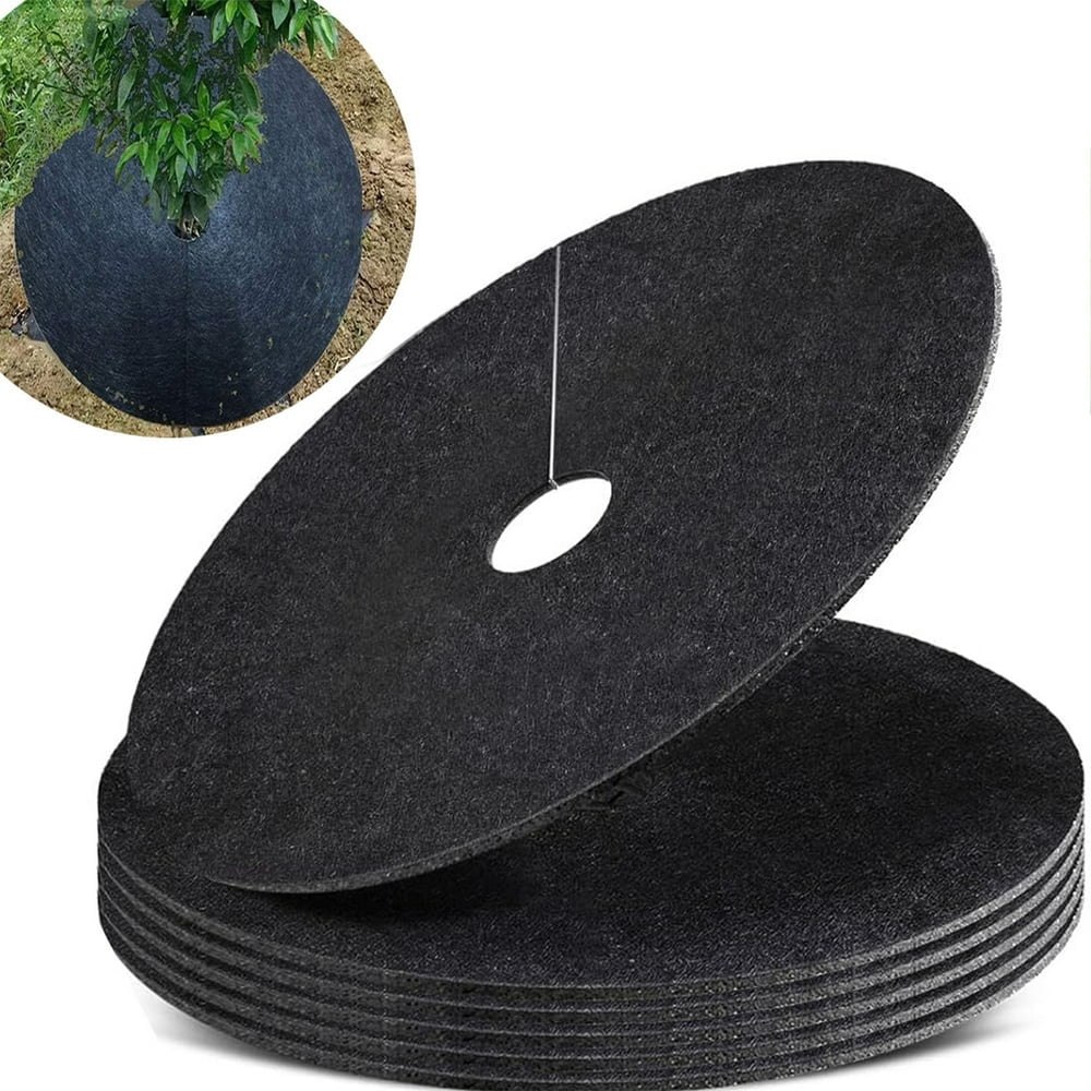 LEEYNEER Tree Mulch Ring Weed Barrier 16.5 inch Non-Woven Weed Control ...
