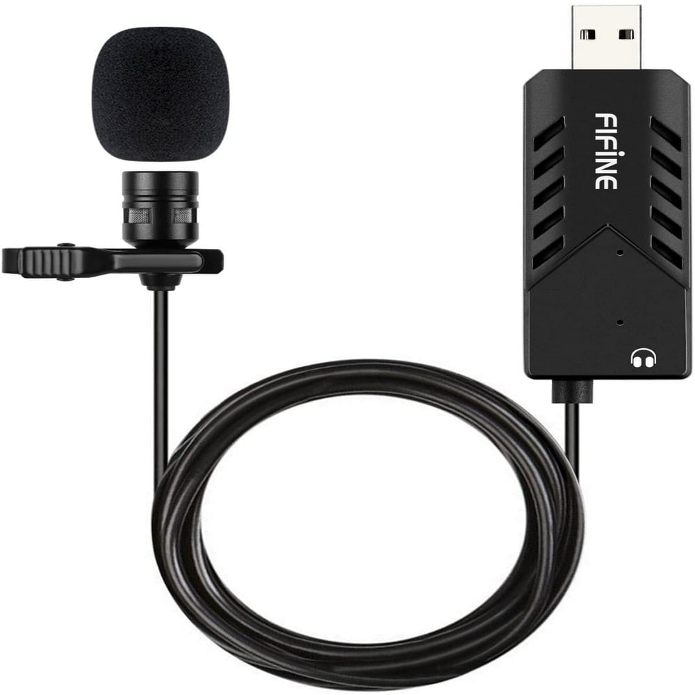 LEEYNEER USB Lavalier Lapel Microphone Clip-on Cardioid Condenser ...