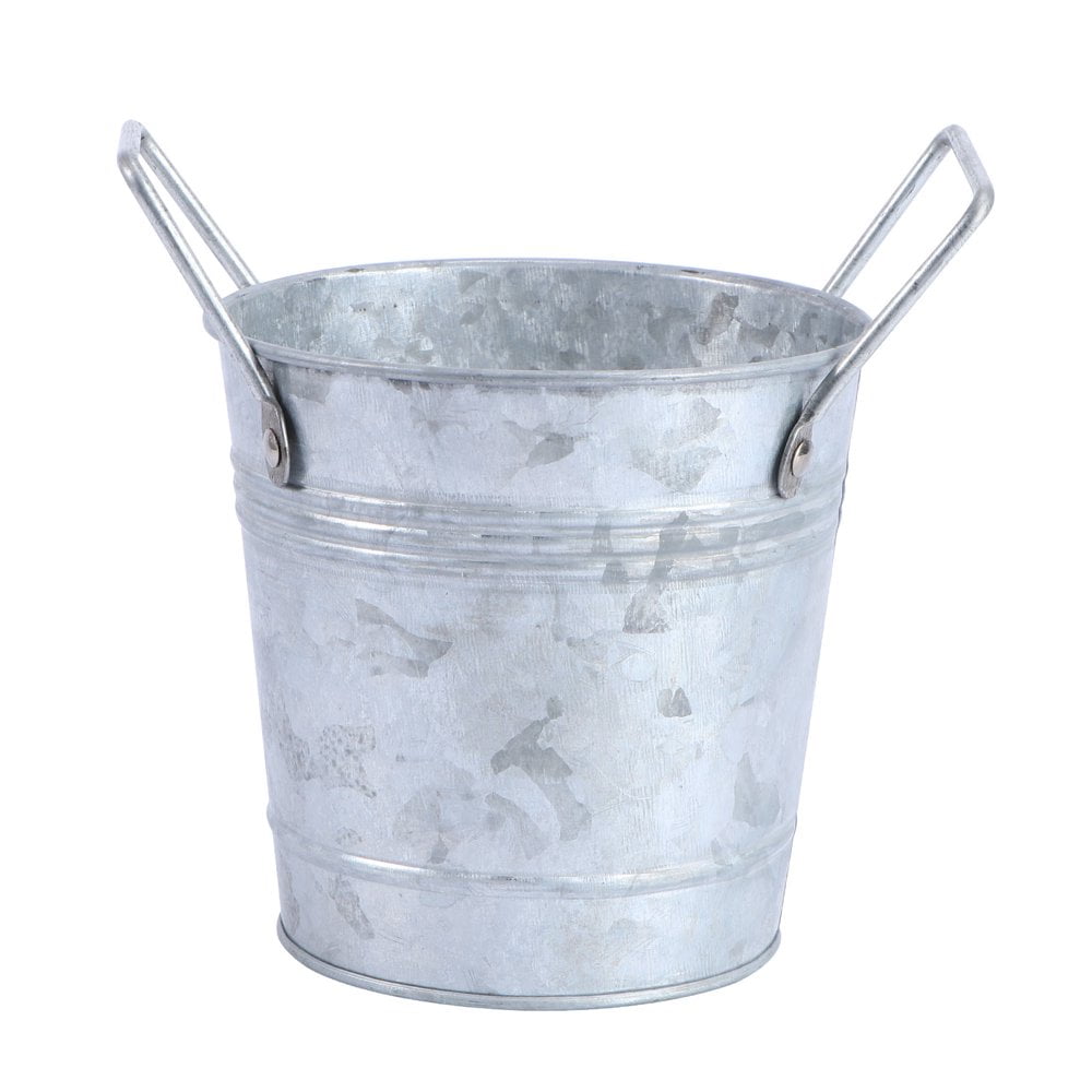 LEEYNEER Vase Flower Metal Pot Bucket Vintage Galvanized Rustic French ...
