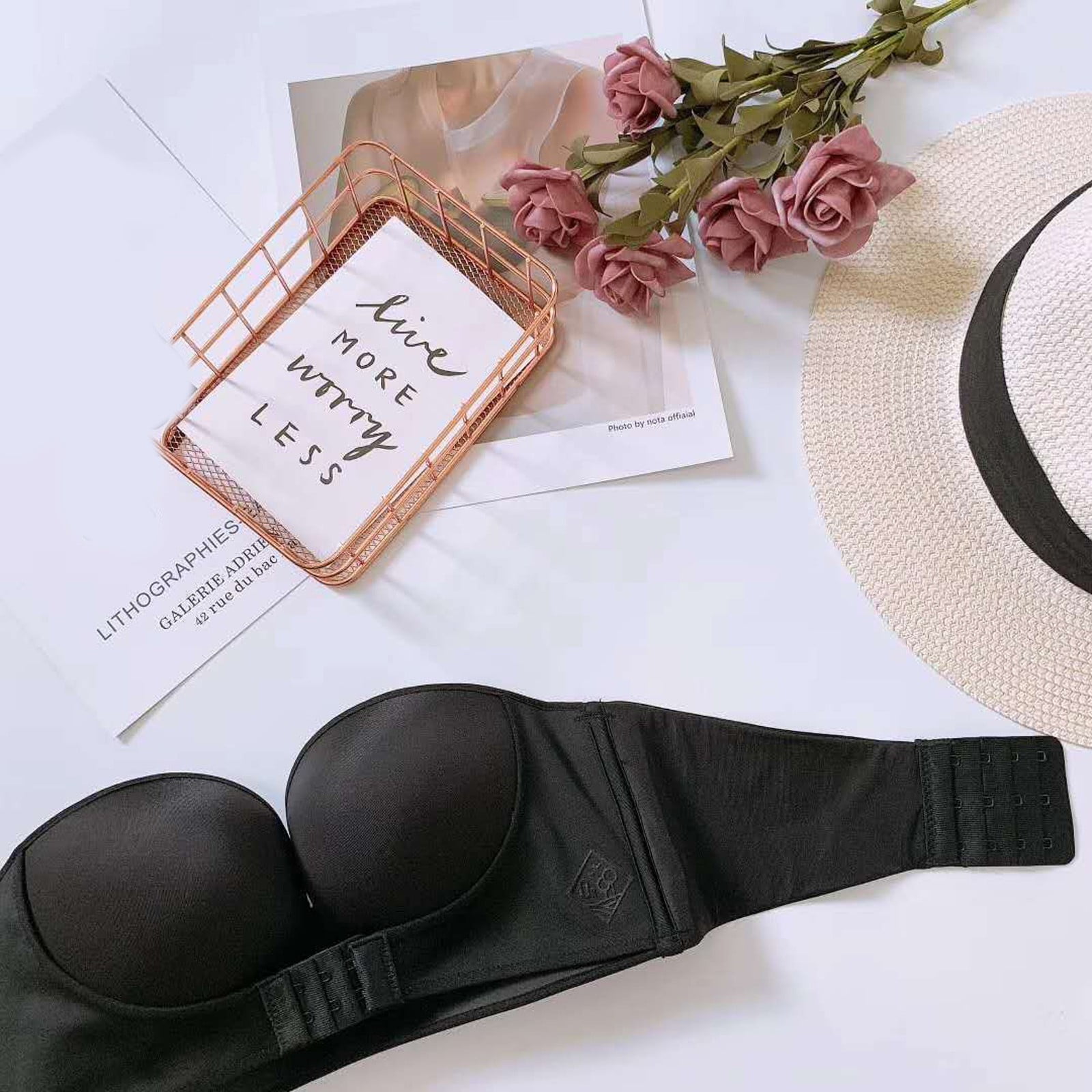 LEEy-World Lingerie for Women Women Simple Bikini Bra Stripe Adjustable ...