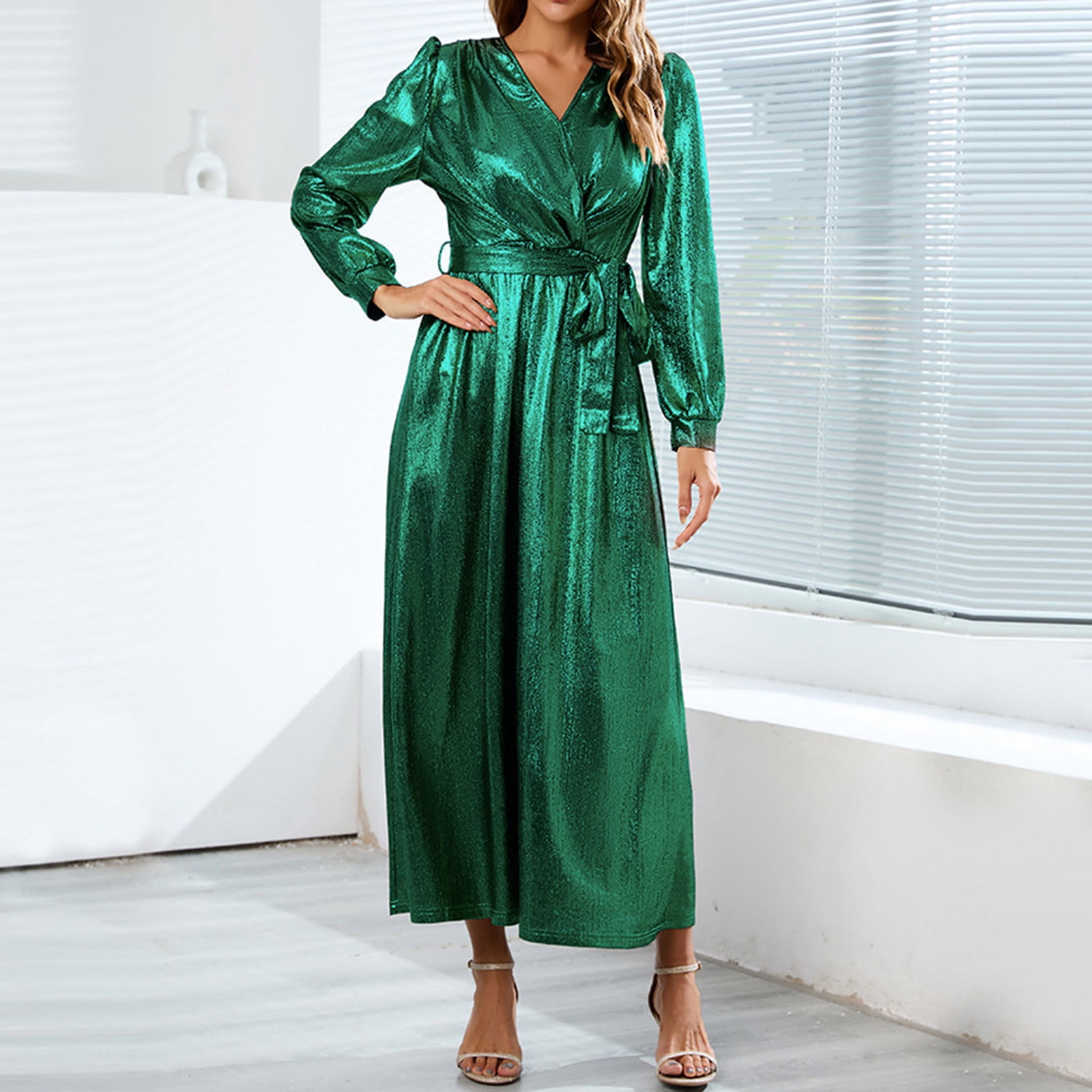 LEEy-world Dresses for Women 2023 Women's Fashion V-Neck Long Sleeve ...
